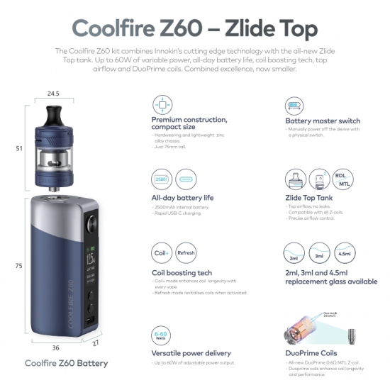 Innokin Coolfire Z60 Kit con Zlide Top Tank SvapoStore